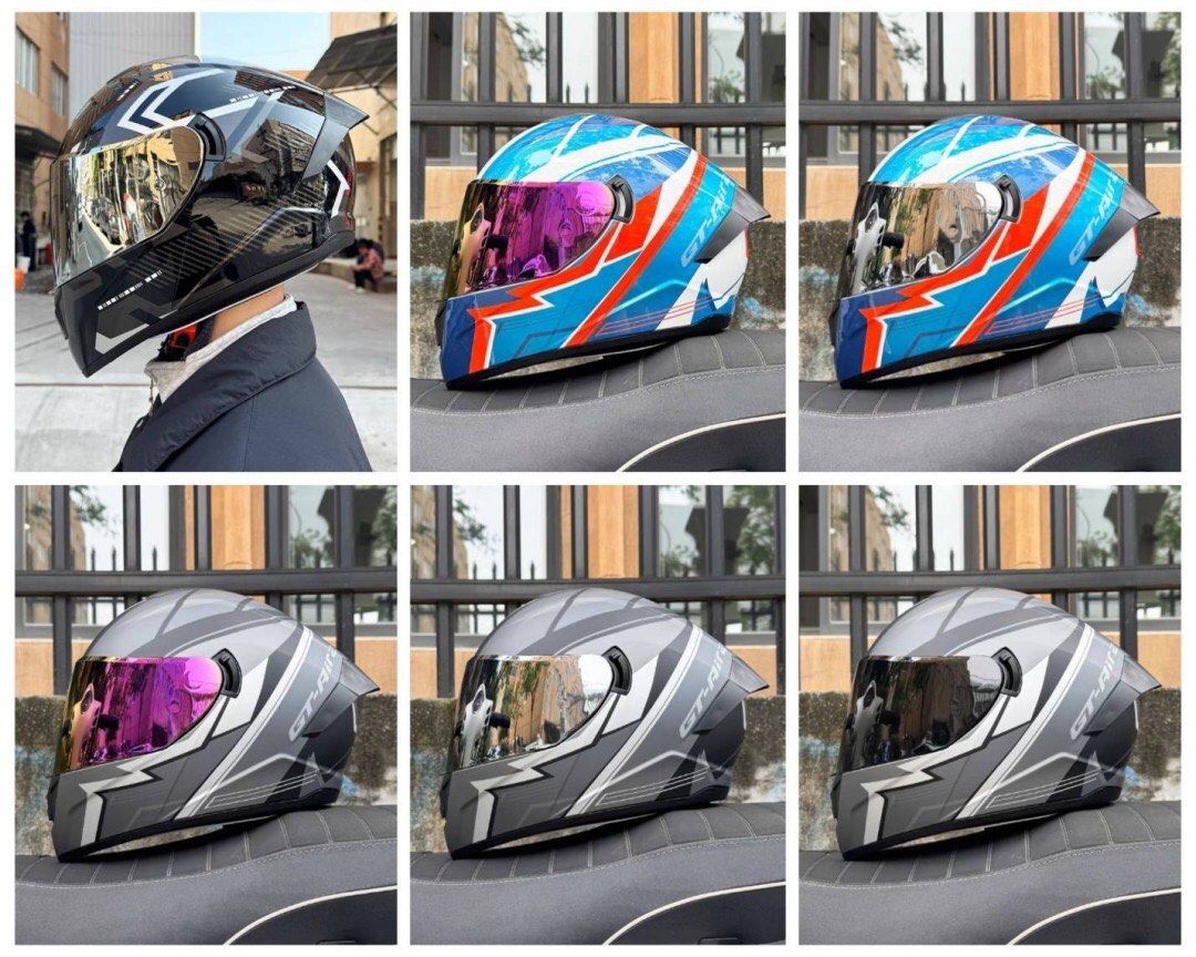 LVS full face motorbike helmet with double visors and DOT certificate ...