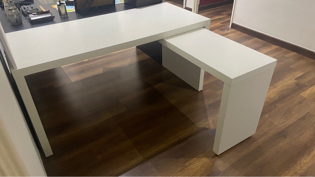 Malm desk with pull out panel, Furniture & Home Living, Furniture ...