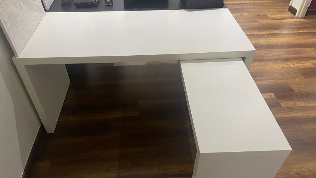 Malm desk with pull out panel, Furniture & Home Living, Furniture ...