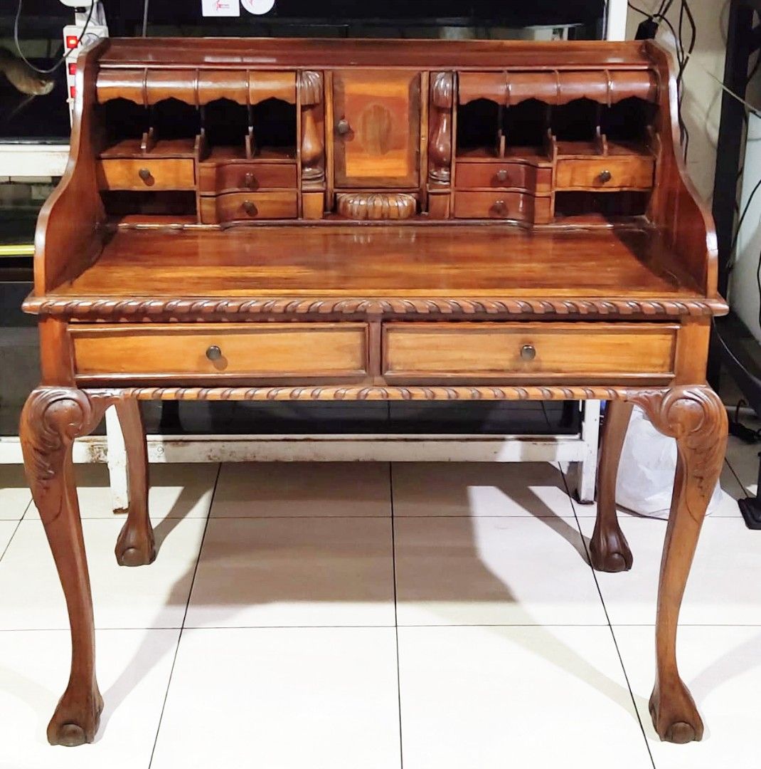 ( SOLD OUT ) Meja belajar Jati, Usia tua kuno classic peninggalan kakek ...