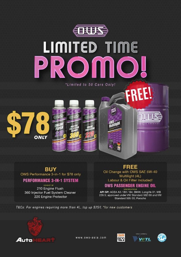 OWS Servicing Promotion 4L Engine Oil, Oil Filter with Puchase of ...