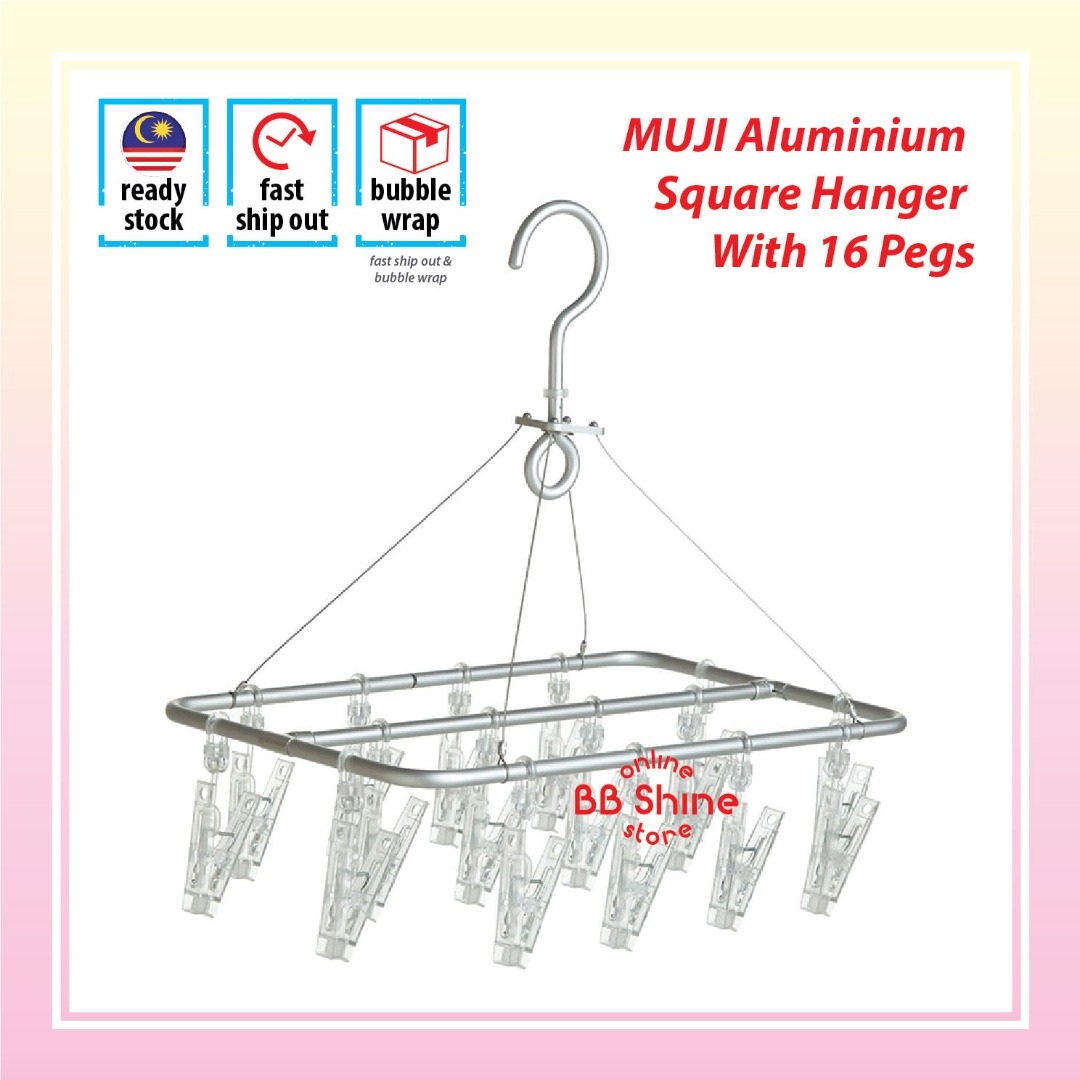 Original Muji ALUMINIUM SQUARE HANGER WITH PEGS, Furniture & Home ...