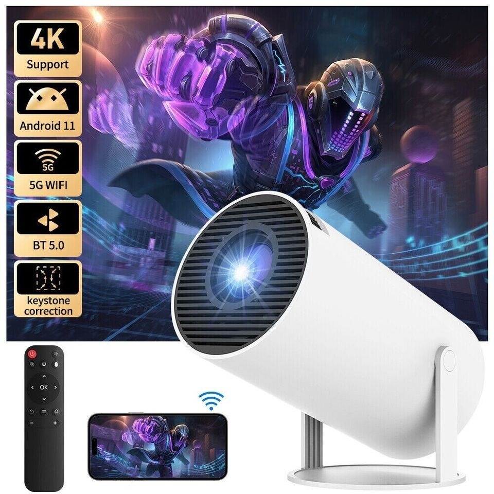 Android 4k Projector (2024/HK Version)- 10000 Lumen LED (DUAL Band WiFi ...