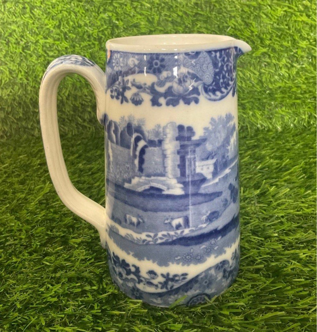 Spode Copeland Italian England Blue Deco Pitcher with Flaw as posted ...