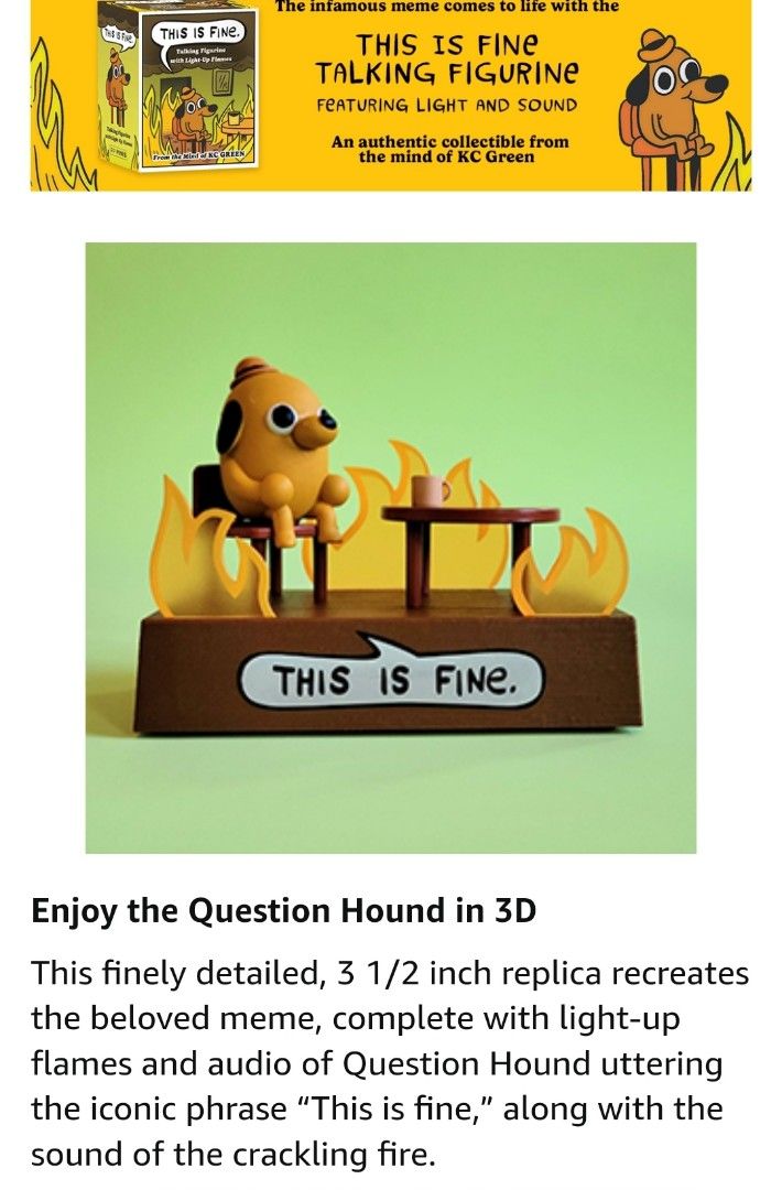 This Is Fine Meme Talking Figurine: With Light and Sound! (RP Minis ...