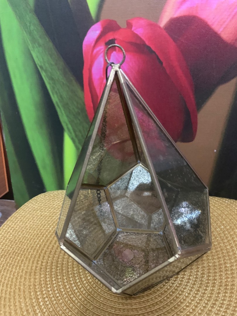 Vintage Hand Made Teatdrop Terrarium Geometric , teardrop glass ...