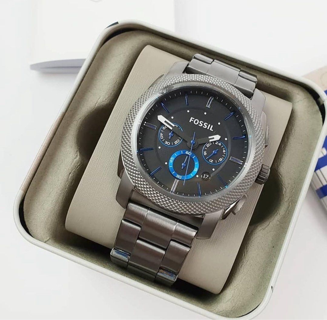 Fossil Machine Chronograph Smoke Stainless Steel Watch (45mm) FS4951 ...
