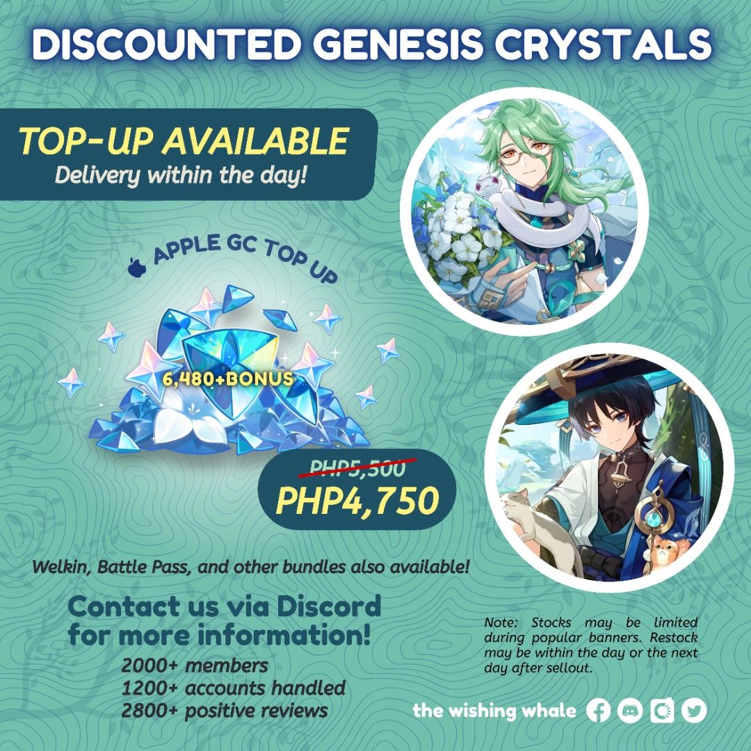 6,480 + Bonus Genshin Impact Genesis Crystals (Apple GC), Video Gaming ...