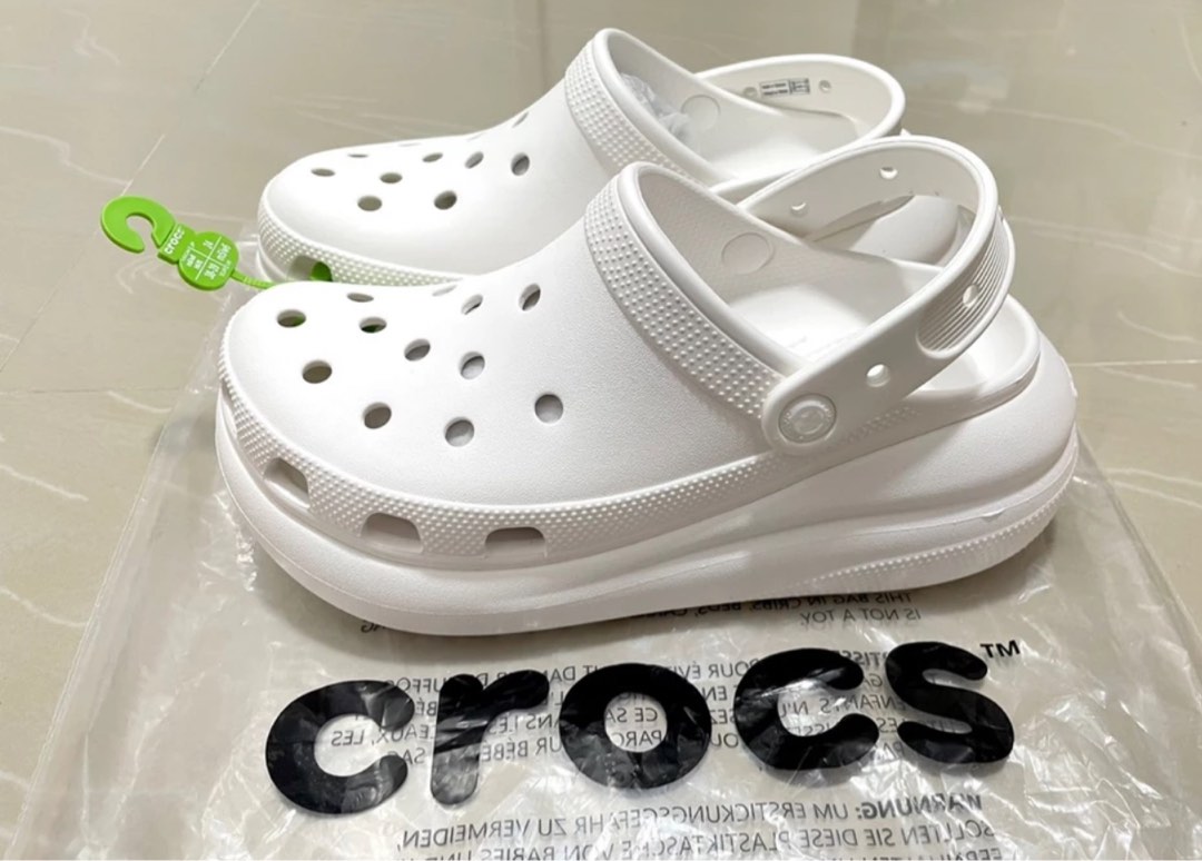 Authentic Crocs Classic Crush Clog in White, Women's Fashion, Footwear ...
