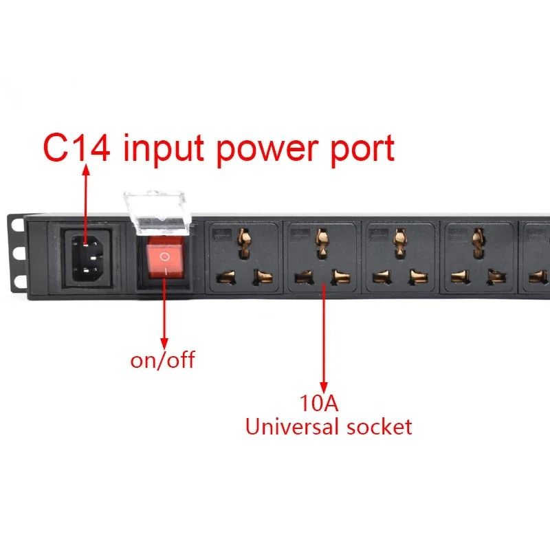 Cabinet rack wall desktop mount PDU Power Strip Unit C14 Input power input 2-10Ways Universal ...
