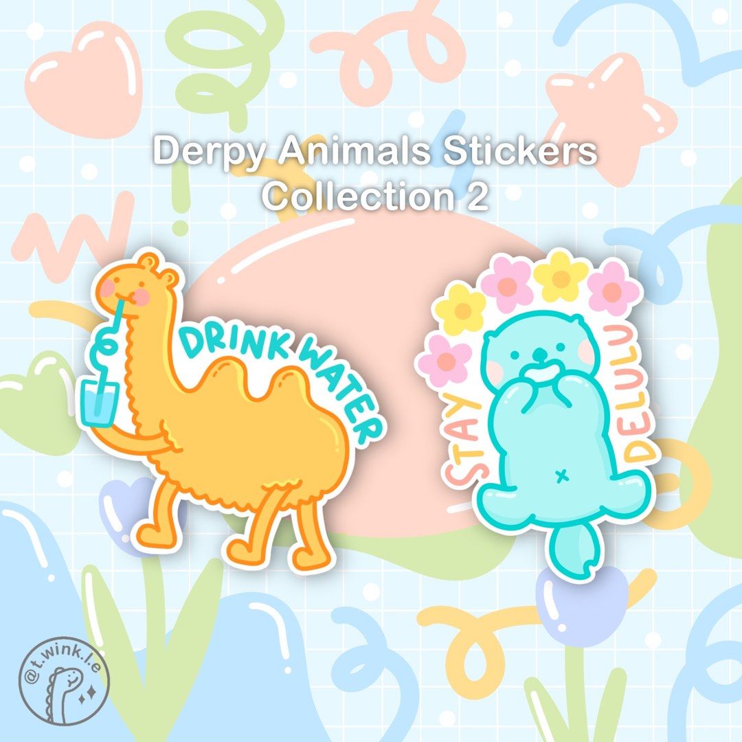 Derpy Animals Stickers 2 [Individual] | Twinkle, Hobbies & Toys ...
