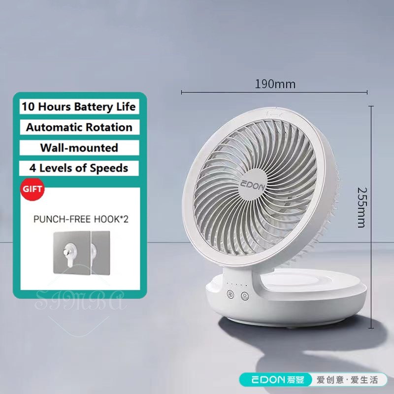 EDON E808 Portable Air Circulation Rechargeable Fan with Nightlight Auto Rotation (4 Speeds) on ...