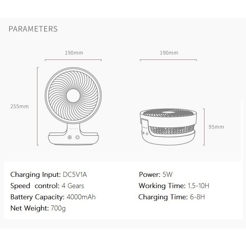 EDON E808 Portable Air Circulation Rechargeable Fan with Nightlight Auto Rotation (4 Speeds) on ...