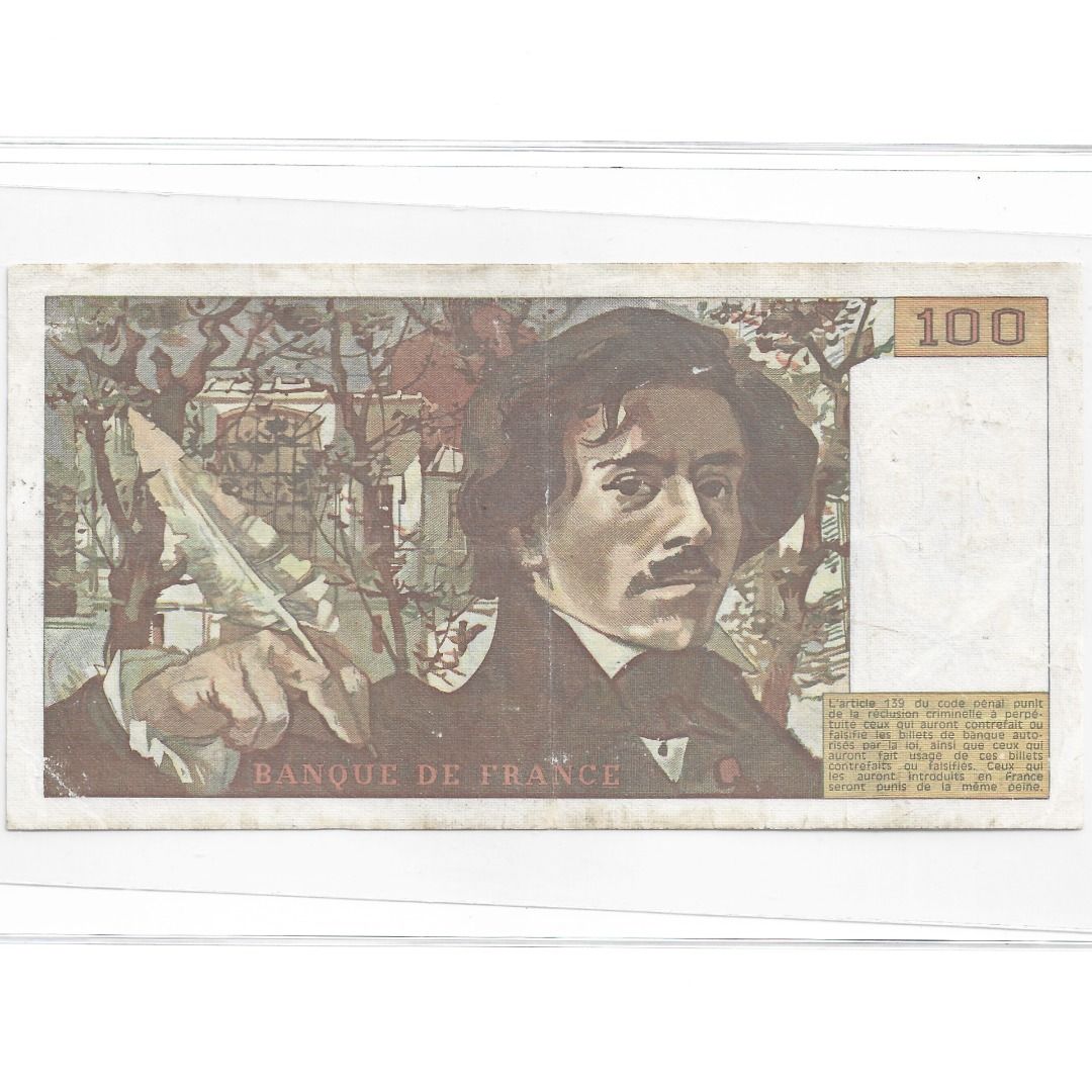 France Delacroix ₣100 Cent Francs Year 1978-89 Circulated Very Fine ...