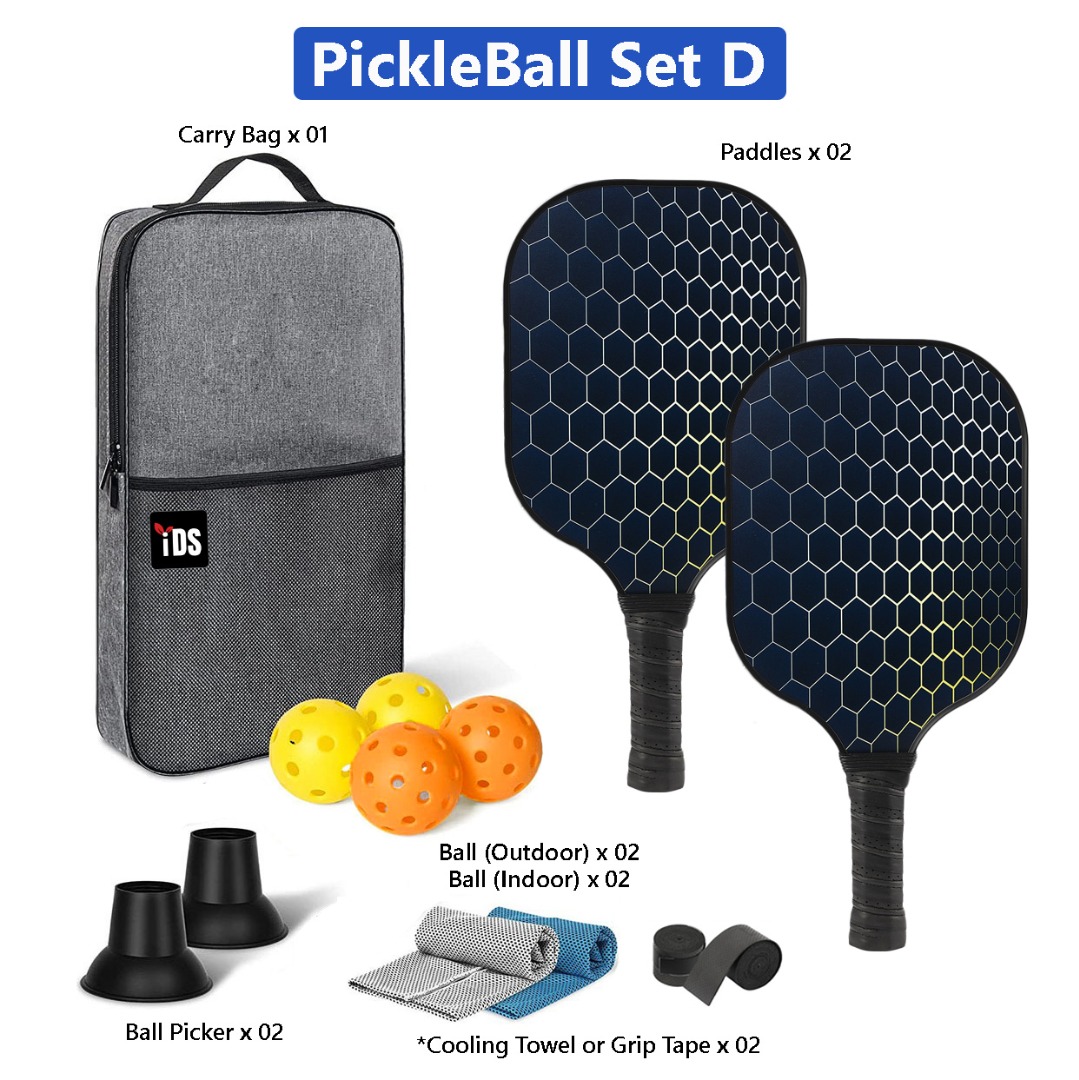 [iDS] Premium Cerified Pickleball Set Paddle, Balls, Pickers, Grip Tape ...