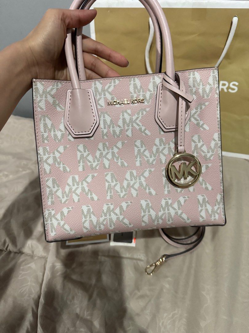 Michael kors mercer monogram pink blush, Fesyen Wanita, Tas & Dompet di ...