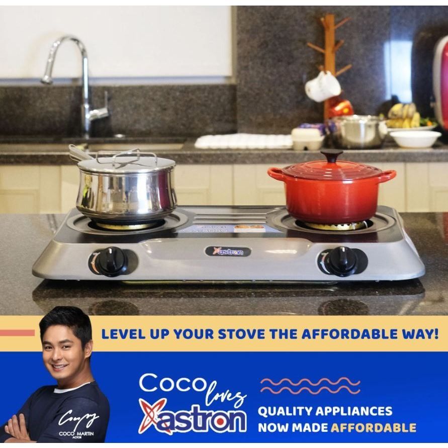 MK ASTRON GS-8080 Double Burner Gas Stove Stainless Steel Body with ...