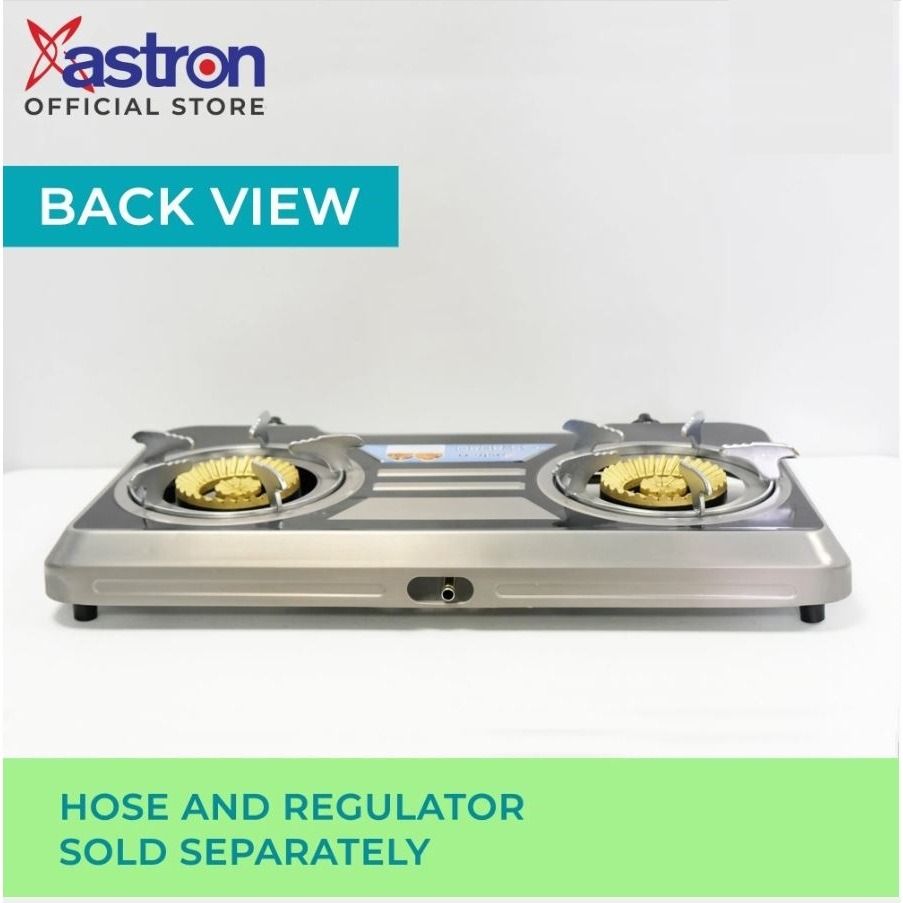 MK ASTRON GS-8080 Double Burner Gas Stove Stainless Steel Body with ...