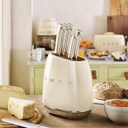 Smeg knife block (cream color), Furniture & Home Living, Home ...