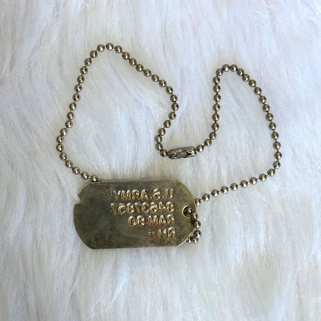 Vintage Rambo Sylvester Stallone Stainless Steel Military Dog Tag, Men ...