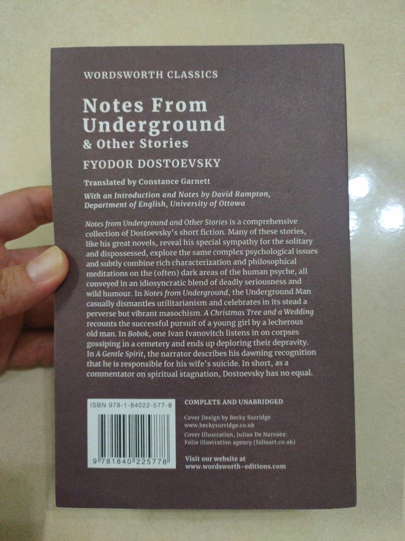 [100% Original] Notes From Underground by Fyodor Dostoevsky (Wordsworth ...