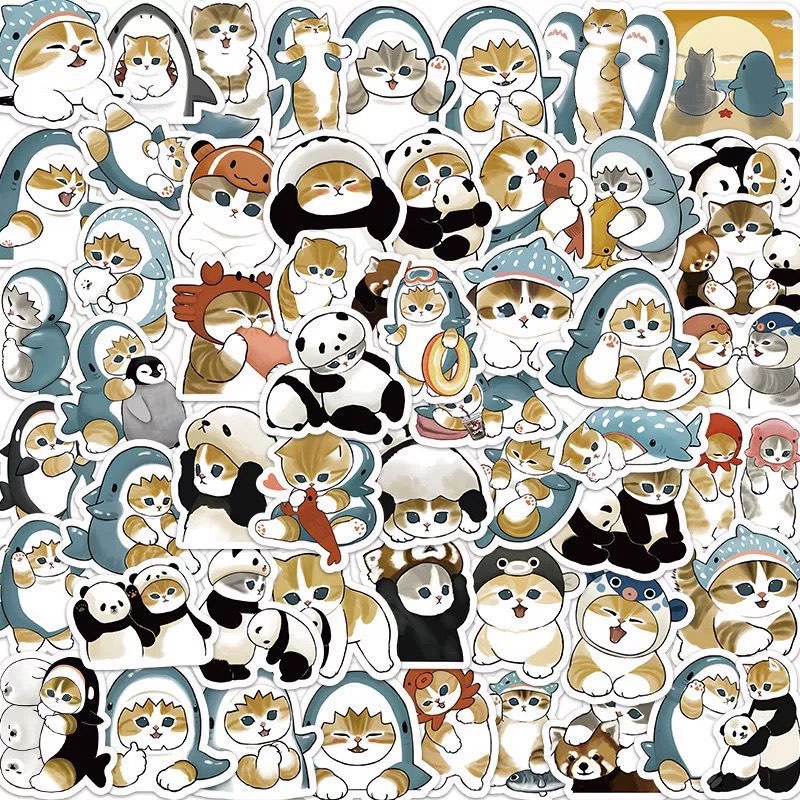 包郵 全套100張鯊魚貓Mofusand 防水大張行李貼紙, 興趣及遊戲, 手作＆自家設計, 文具及工藝 - 手作 - Carousell