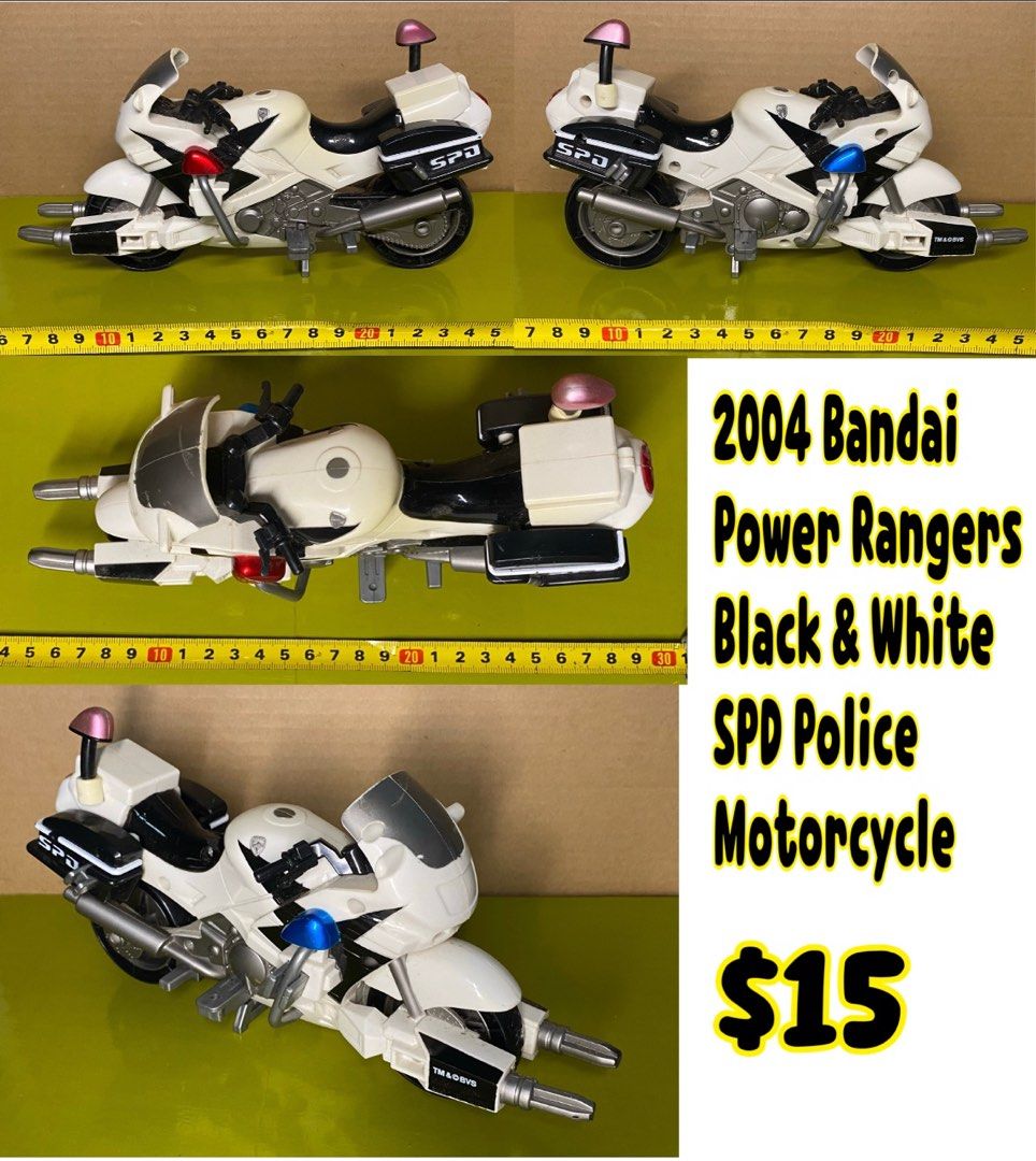 Bandai Power Rangers Black & White SPD Police Motorcycle⭐️ Superman Man ...