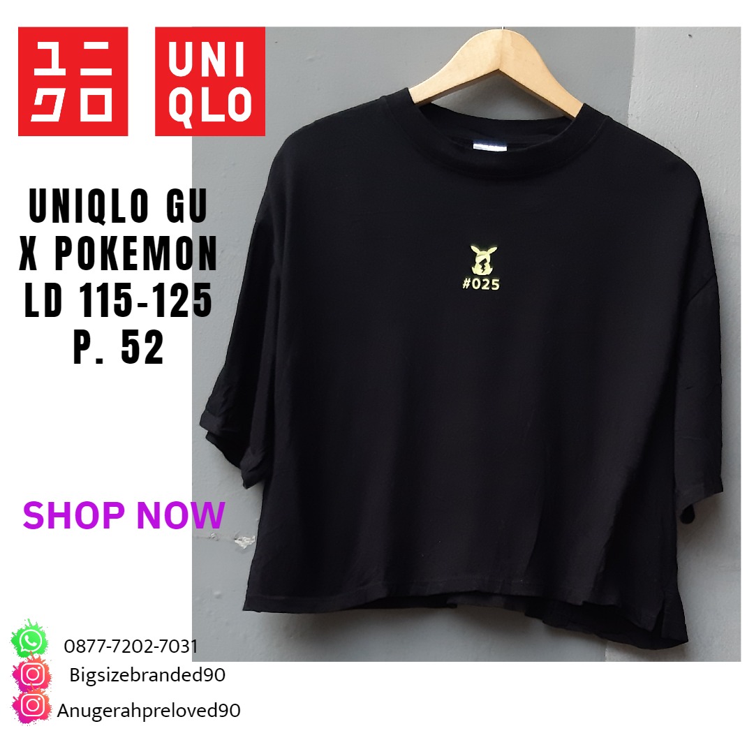 CROPTOP CEWEK UNIQLO GU X POKEMON SUPER CAKEP ORIGINAL, Fesyen Wanita ...