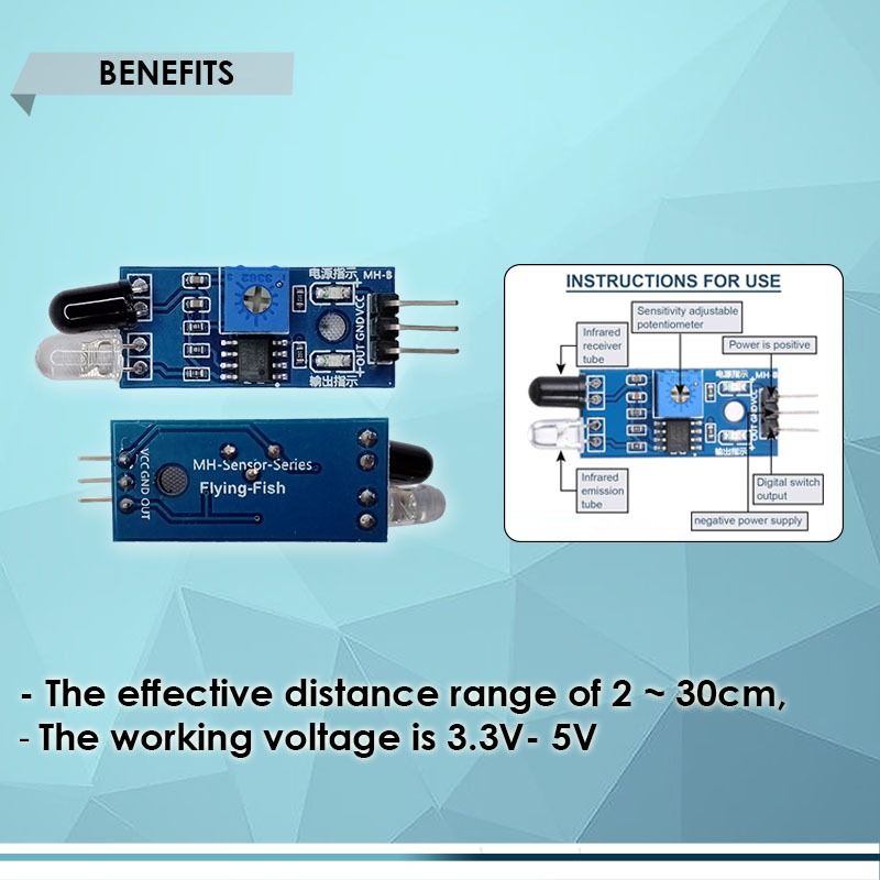 IR INFRARED OBSTACLE AVOIDANCE SENSOR MODULE, 3-WIRE REFLECTIVE ...