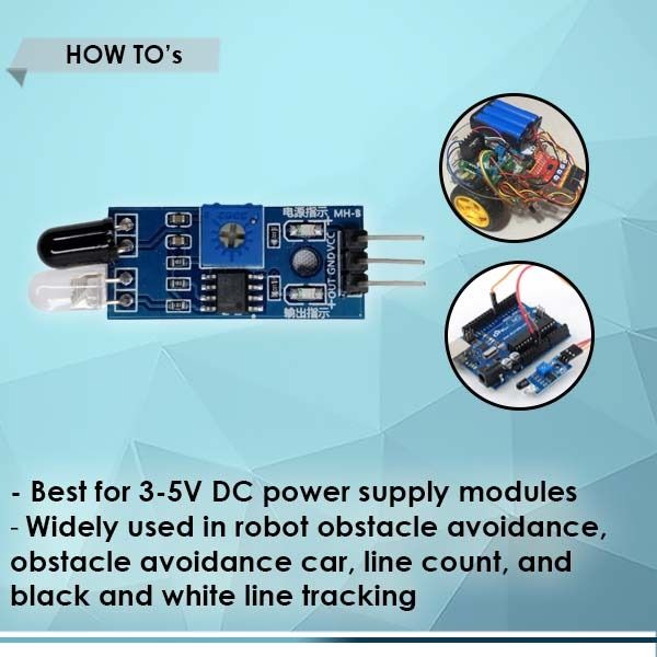 IR INFRARED OBSTACLE AVOIDANCE SENSOR MODULE, 3-WIRE REFLECTIVE ...