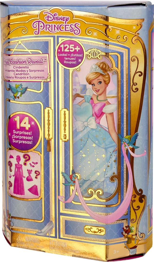 Mattel Disney Princess Cinderella Fashion Doll & Mystery Friend with 12 ...