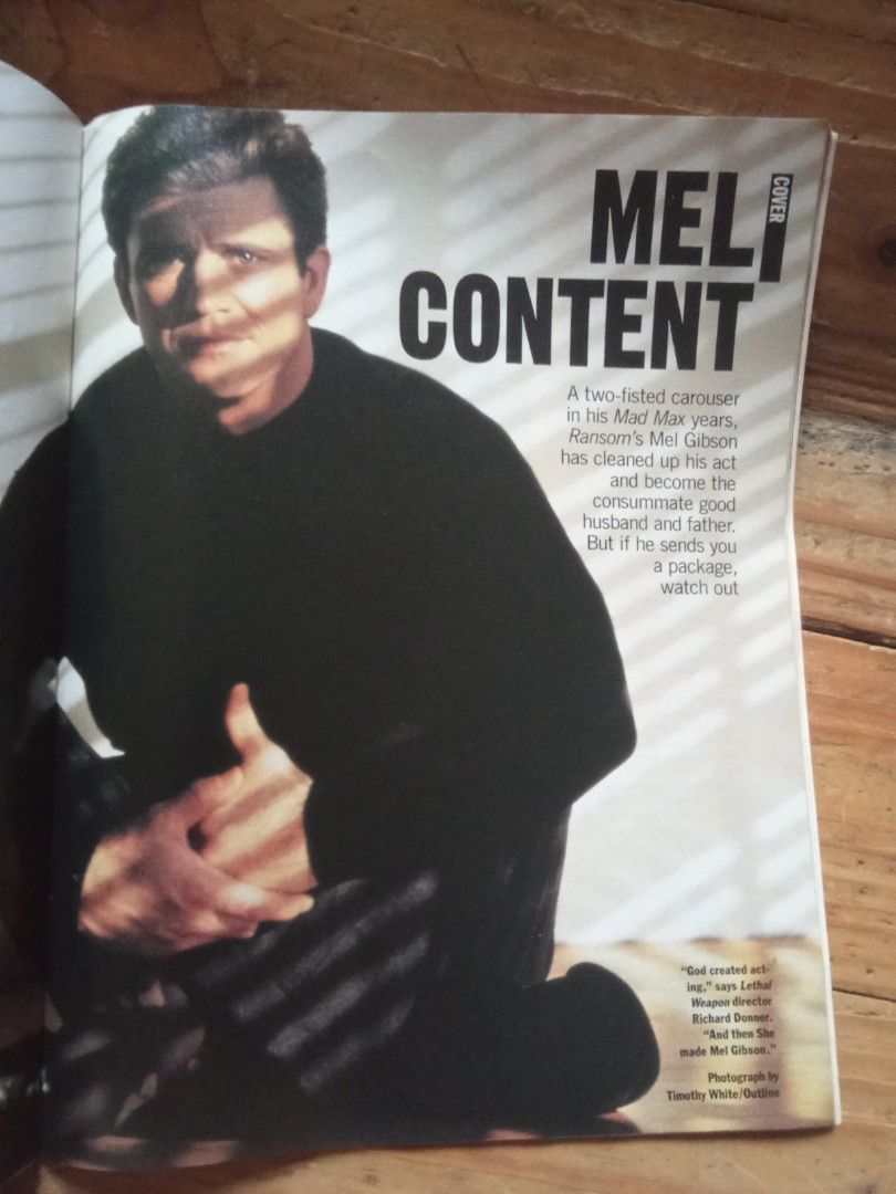 November 11, 1996 issue people magazine Mel Gibson cover, Hobbies ...