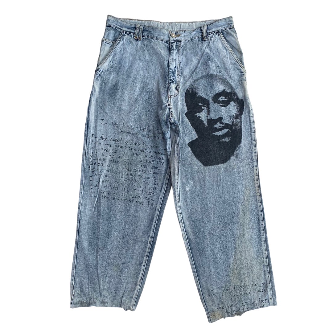 Rare Vtg Makaveli Tupac Shakur Tributes OG Baggy Washed Denim Pants ...
