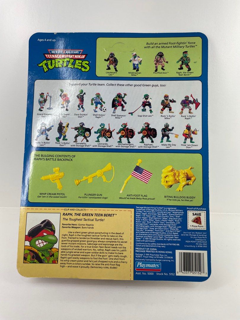 TMNT Vintage Teenage Mutant Ninja Turtles Mutant Military Raph 1991 ...