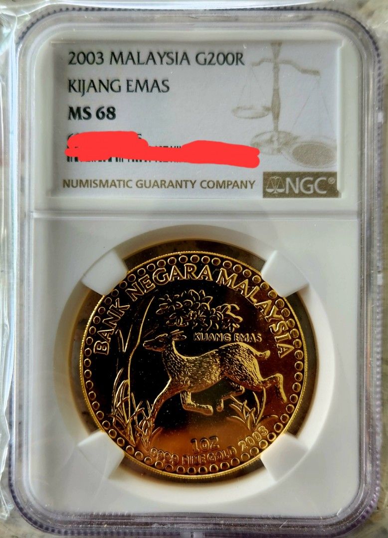2003 Malaysia Kijang Emas 1oz Pure Gold Coin - NGC MS 68 Authenticated ...