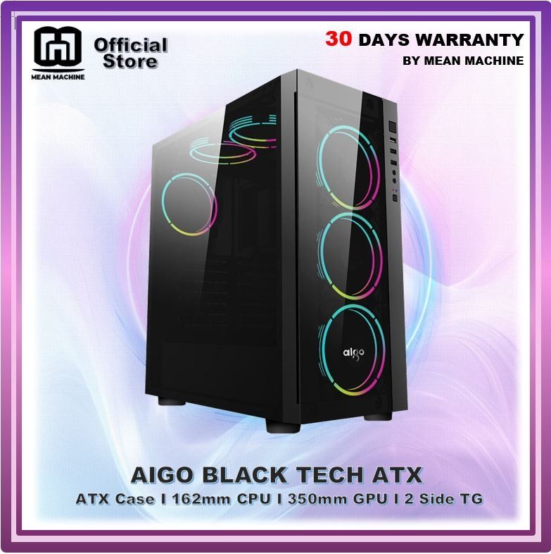 2ND HAND AIGO BLACK TECH ATX Gaming Casing 2 Side Tempered Glass - No ...