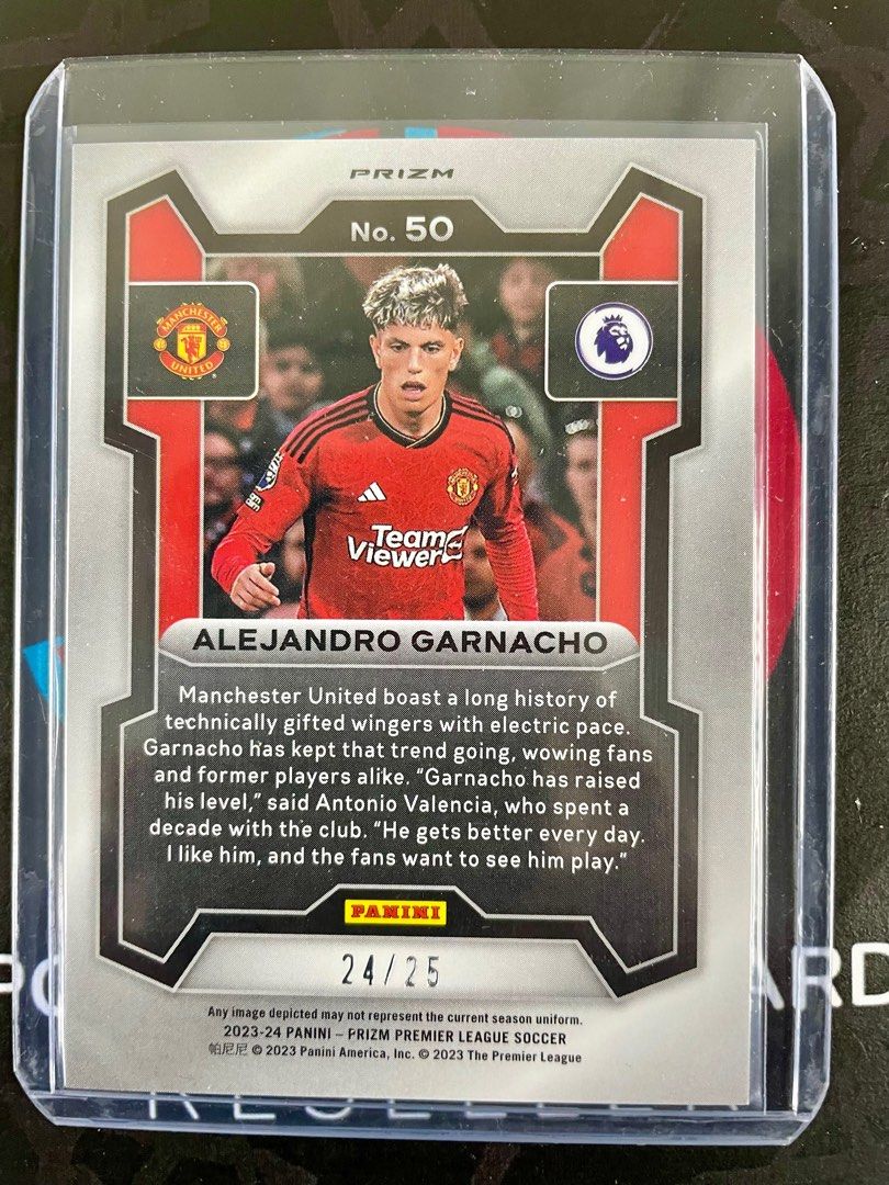 Alejandro Garnacho Purple Mojo Prizm EPL 2023/2024 #24/25, Hobbies ...
