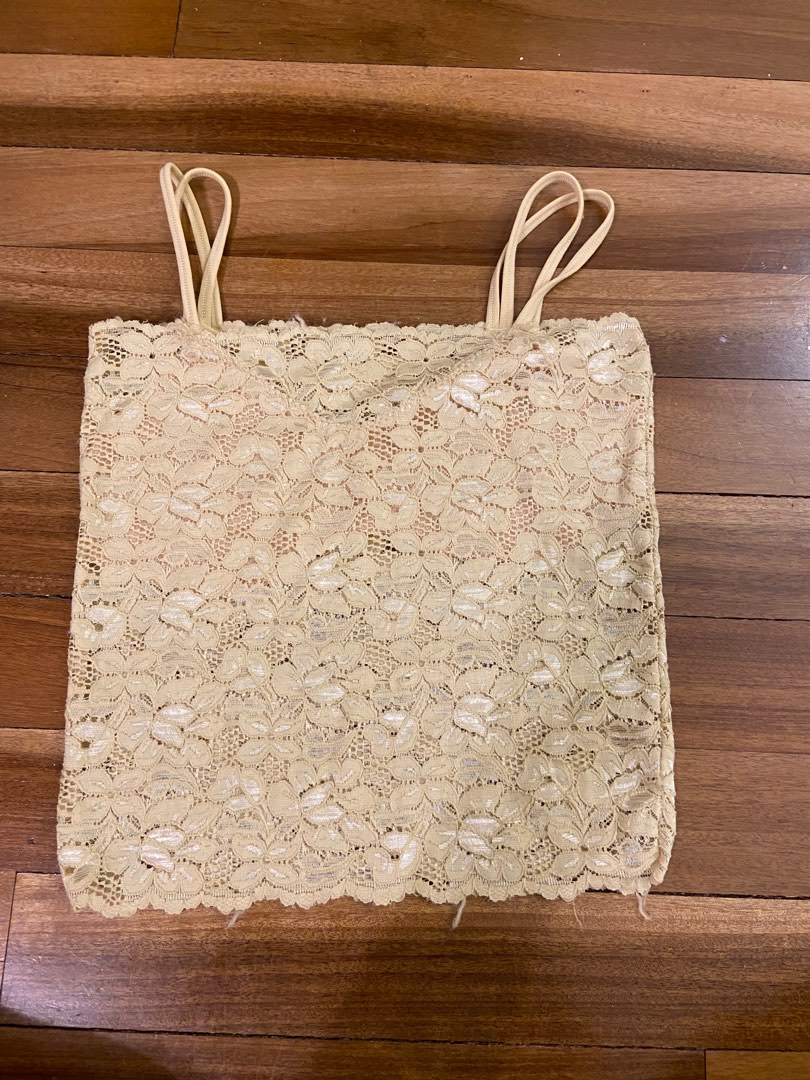 Beige Lace Acubi Tank, Women's Fashion, Tops, Sleeveless on Carousell