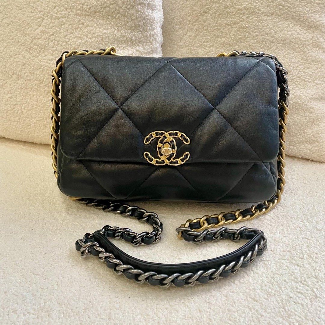 Chanel 19 Small Black Goatskin GHW, Luxury, Bags & Wallets on Carousell