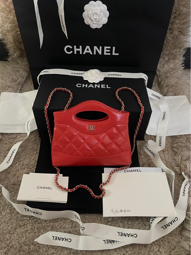 CHANEL 31 MINI BAG NANO SIZE SHOPPING SAC RED MERAH TAS CHANEL31 SUPER ...
