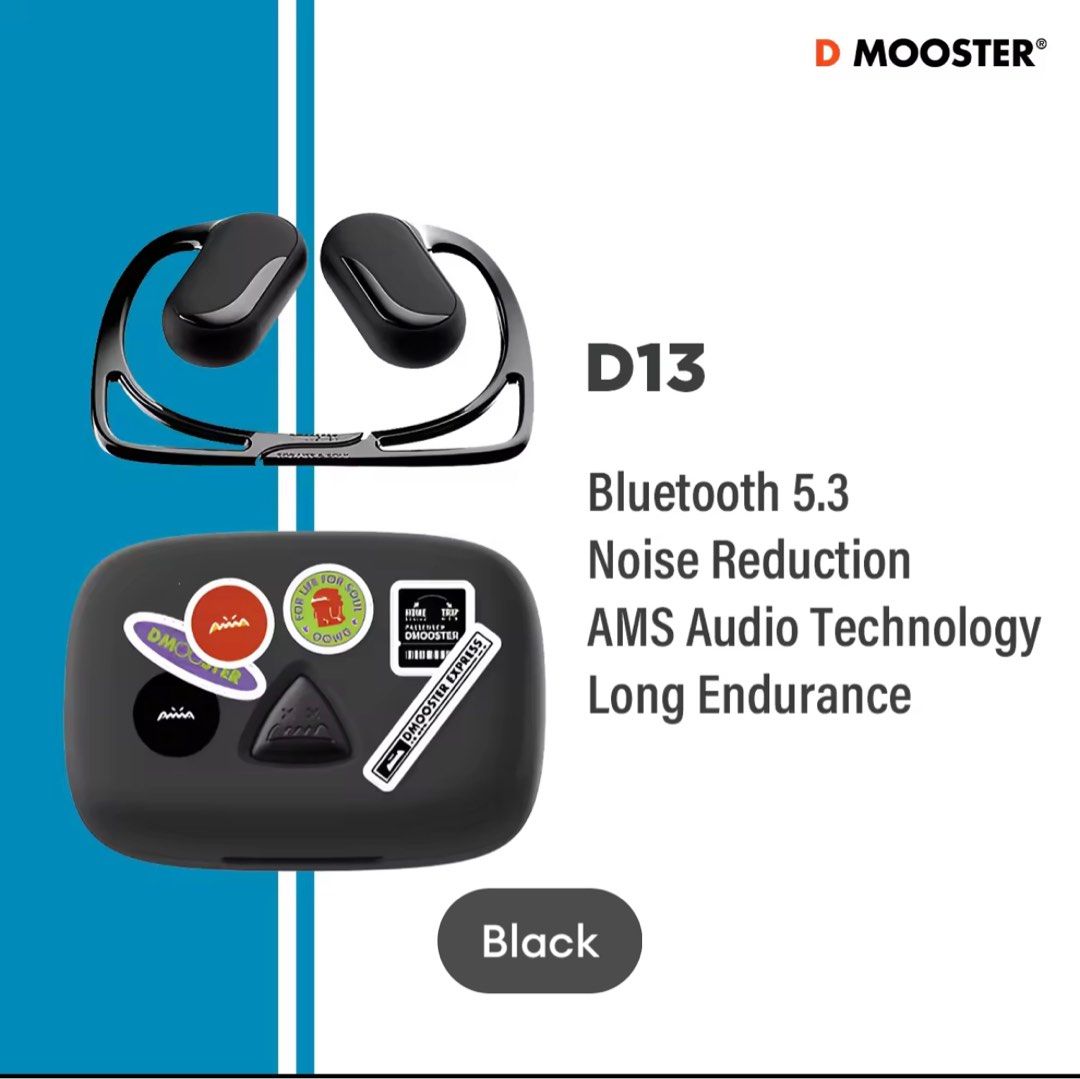 DMOOSTER D13 Open-Ear Bluetooth 5.3 Wireless Earphones Noise ...