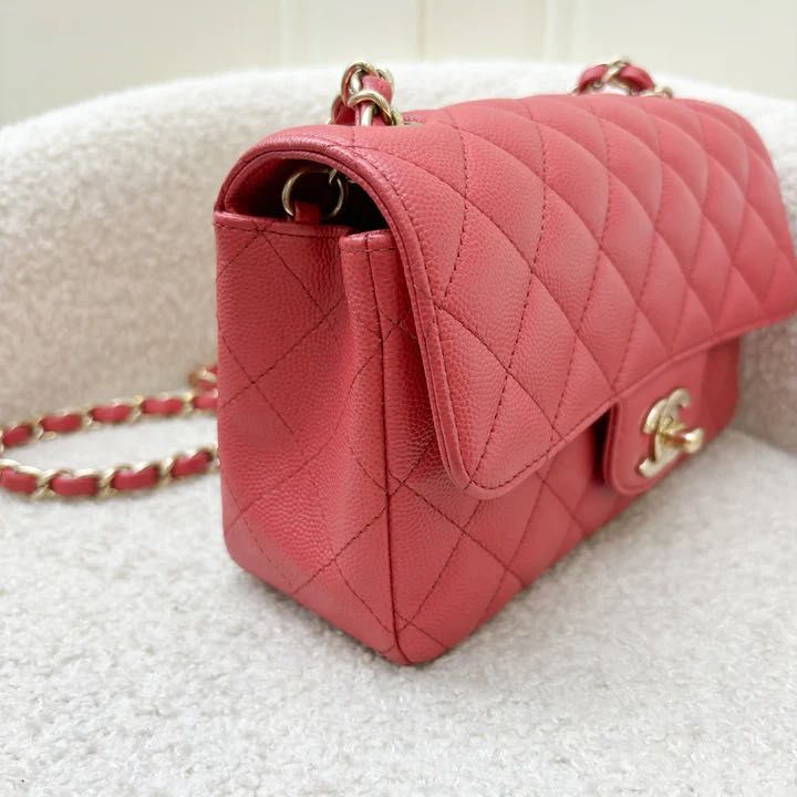 [Entrupy Cert] Chanel Classic Mini Rectangle Flap in 17C Dark Pink ...
