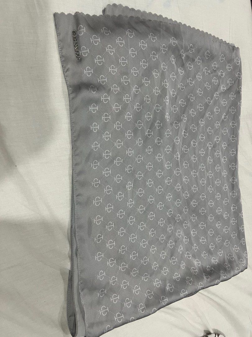 Hijab. Co Matte Satin Silk Blanche Monogram, Women's Fashion, Muslimah ...