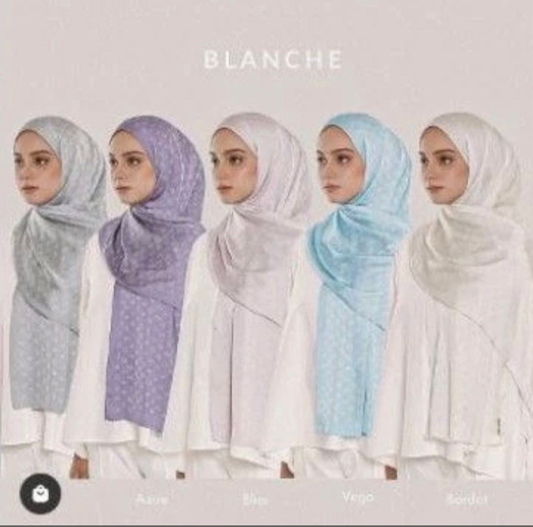 Hijab. Co Matte Satin Silk Blanche Monogram, Women's Fashion, Muslimah ...