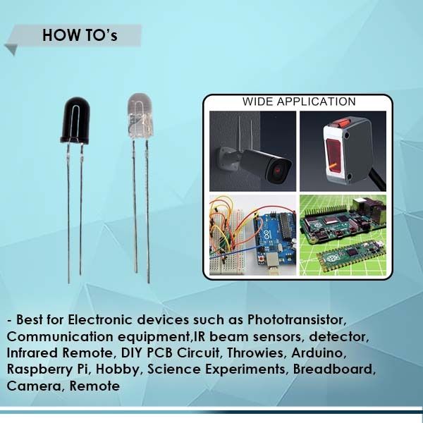 LED INFRARED EMITTER and IR RECEIVER DIODE 5MM 940nm 2-PIN (1-PC per ...
