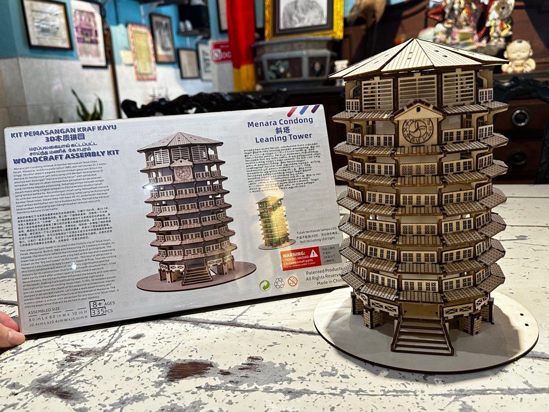Menara Condong 3D Kraf Kayu, Hobbies & Toys, Stationery & Craft ...