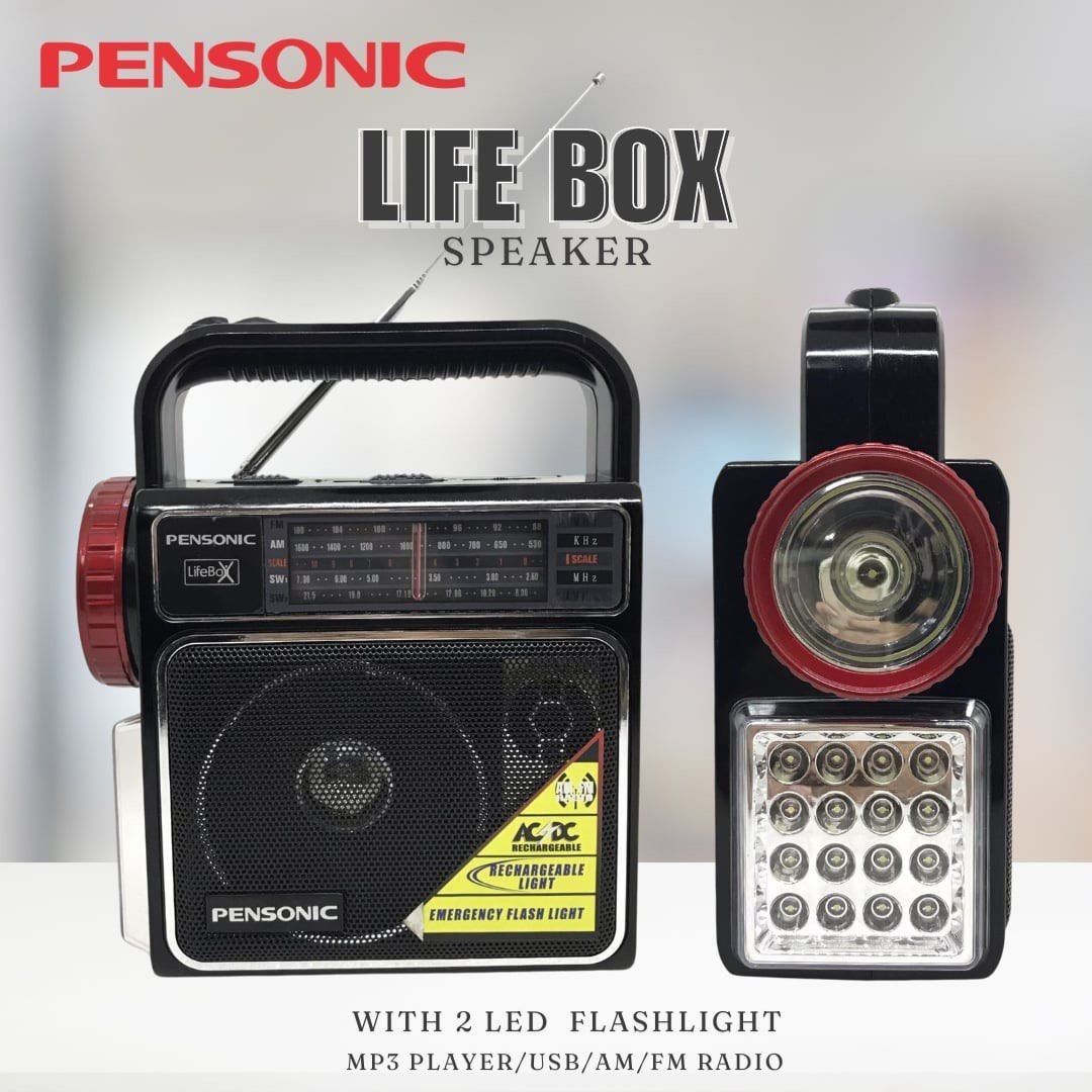 PENSONIC LIFEBOX Rechargeable AC/DC AM/FM Radio with 2 Emergency LED ...