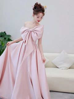 NEW cute ribbon dress high low gown prom dress, Women's Fashion ...