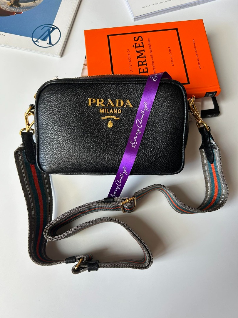 Prada camera sling small Black ghw, Luxury, Bags & Wallets on Carousell