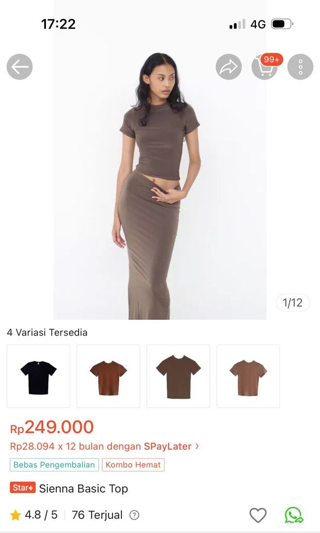 Rona Studio Sienna Basic Top in Black, Fesyen Wanita, Pakaian Wanita, Atasan di Carousell